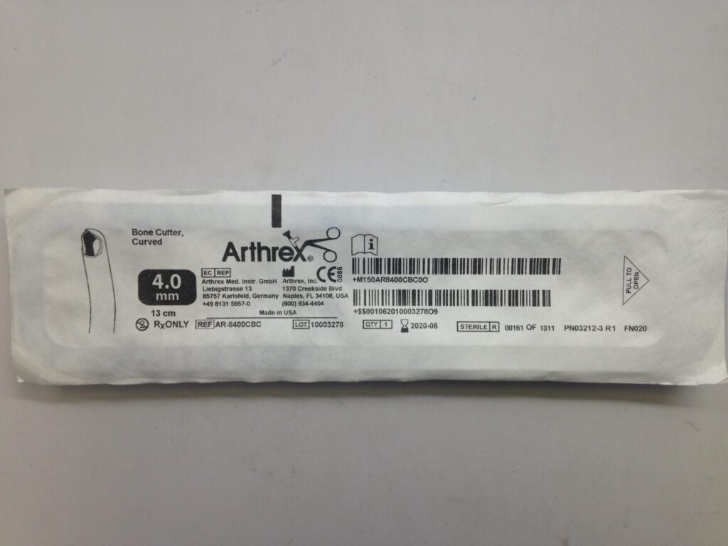 ARTHREX AR-8400CBC Bone Cutter, Curved, 4.0mm x 13cm (X) - GB TECH USA
