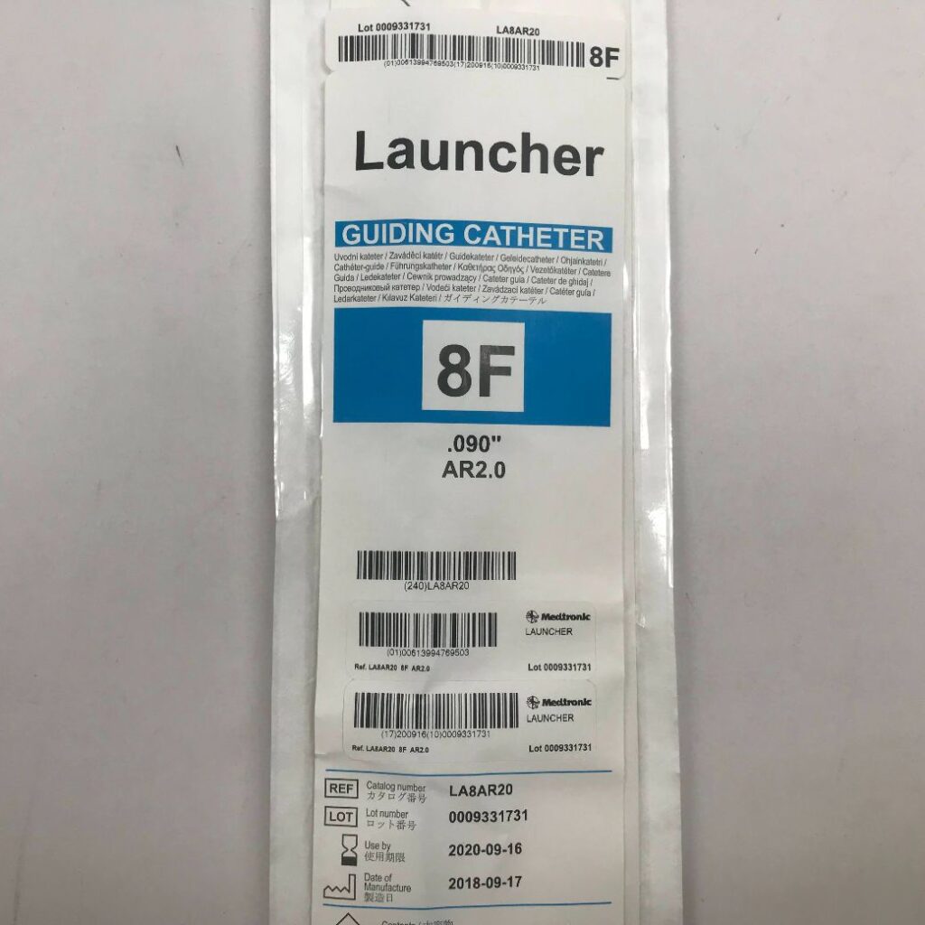 MEDTRONIC LA8AR20 Launcher Guiding Catheter, 8F, .090", AR2.0, 100cm (X ...