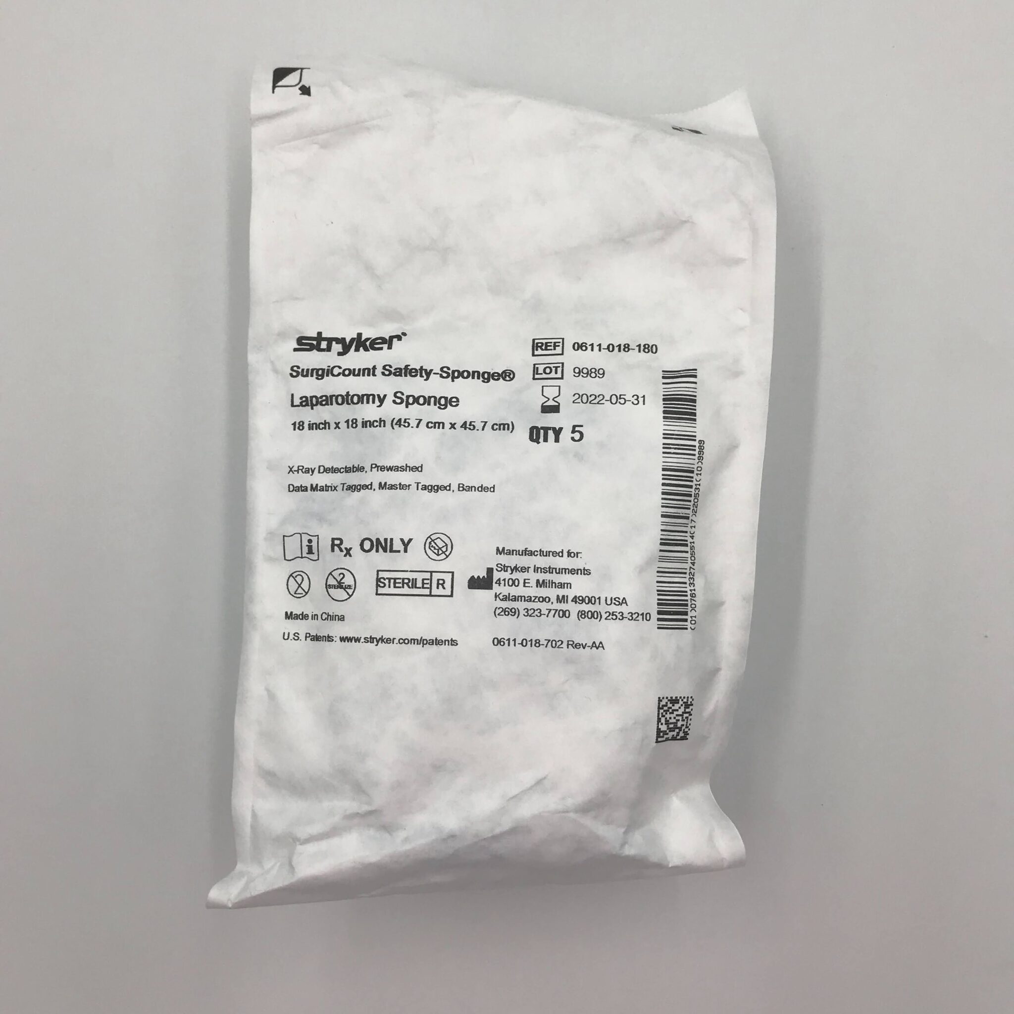 Stryker 0611-018-180 Surgicount Safety-Sponge Laparotomy Sponge (x ...