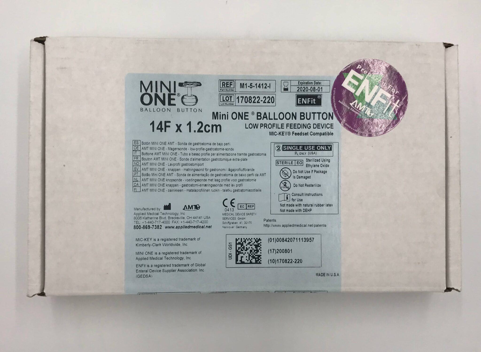 Applied Medical M1-5-1412-I Mini One Balloon Button Low Profile Feeding ...