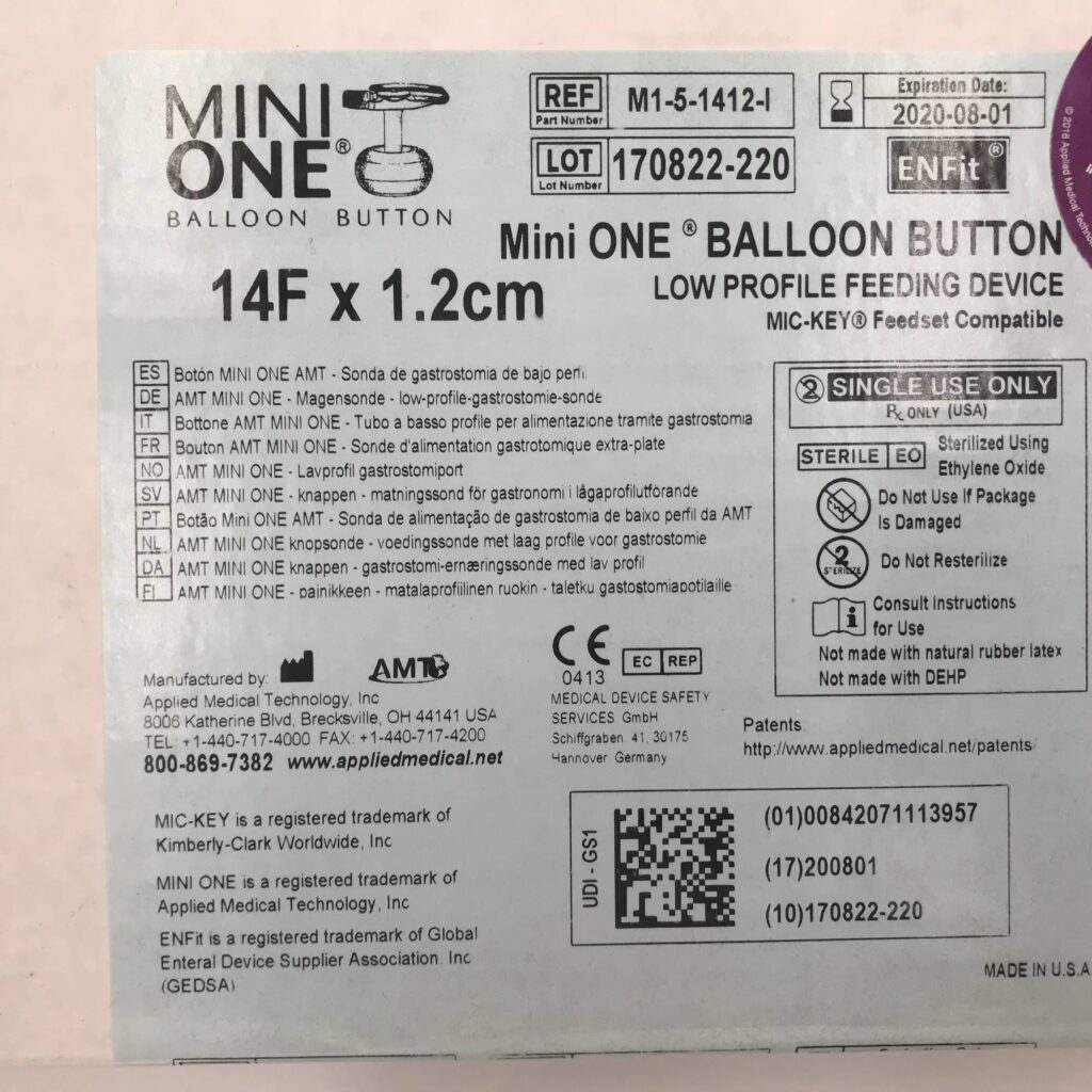 Applied Medical M1-5-1412-I Mini One Balloon Button Low Profile Feeding ...