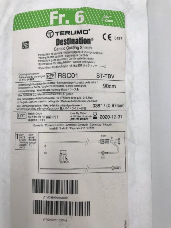 TERUMO RSC01 Destination Carotid Guiding Sheath, 6Fr. 90cm x .038in (x ...