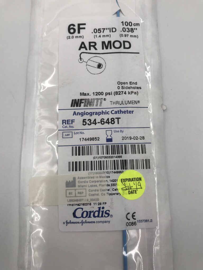 CORDIS 534-648T Infiniti Thrulumen Angiographic Catheter AR MOD 6F (X ...