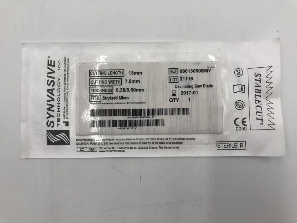 Synvasive 08013060SMY Oscillating Saw Blade C.L.=13mm, C.W.=7.5mm (X ...