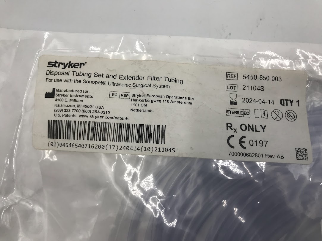 STRYKER 5450-850-003 Disposable Tubing Set and Extender Filter Tubing ...