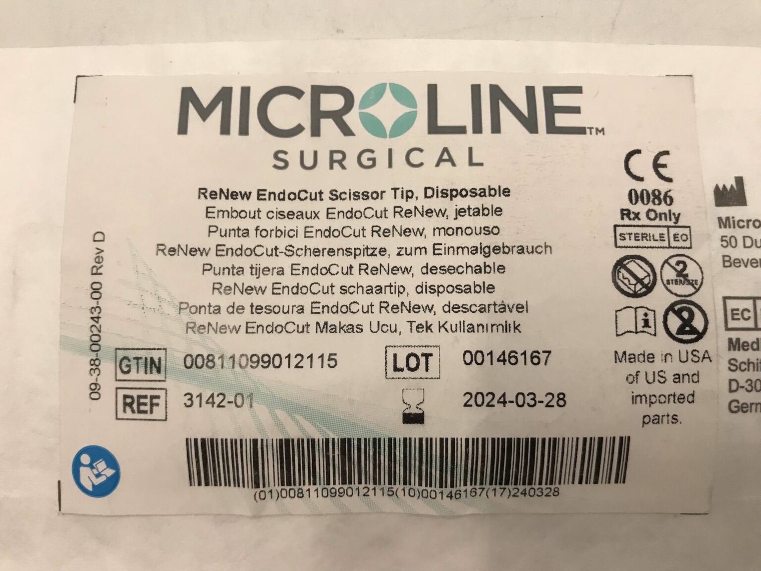 Microline Surgical 3142-01 ReNew EndoCut Scissor Tip Disposable - GB ...