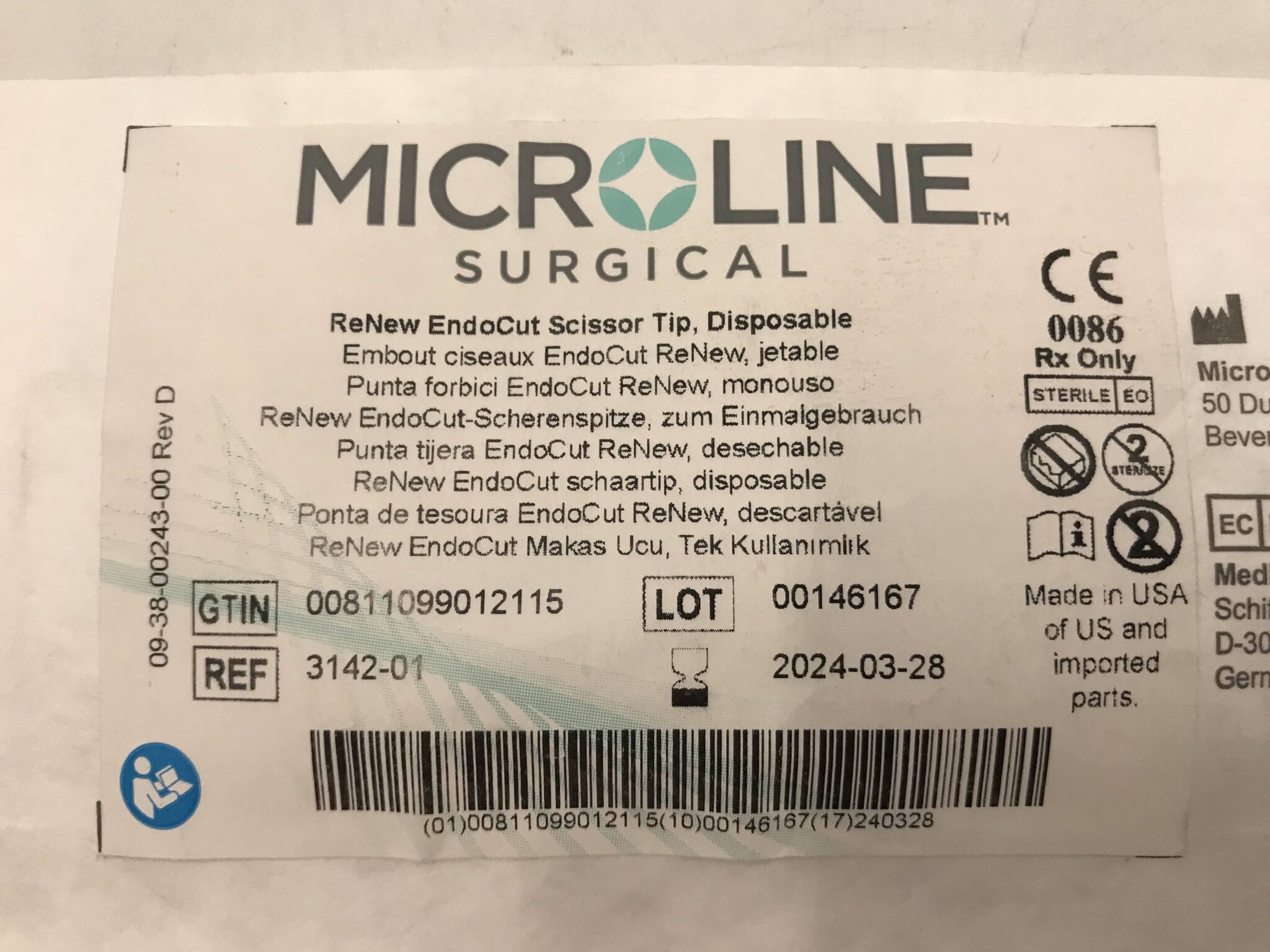 Microline Surgical 3142-01 ReNew EndoCut Scissor Tip Disposable - GB ...