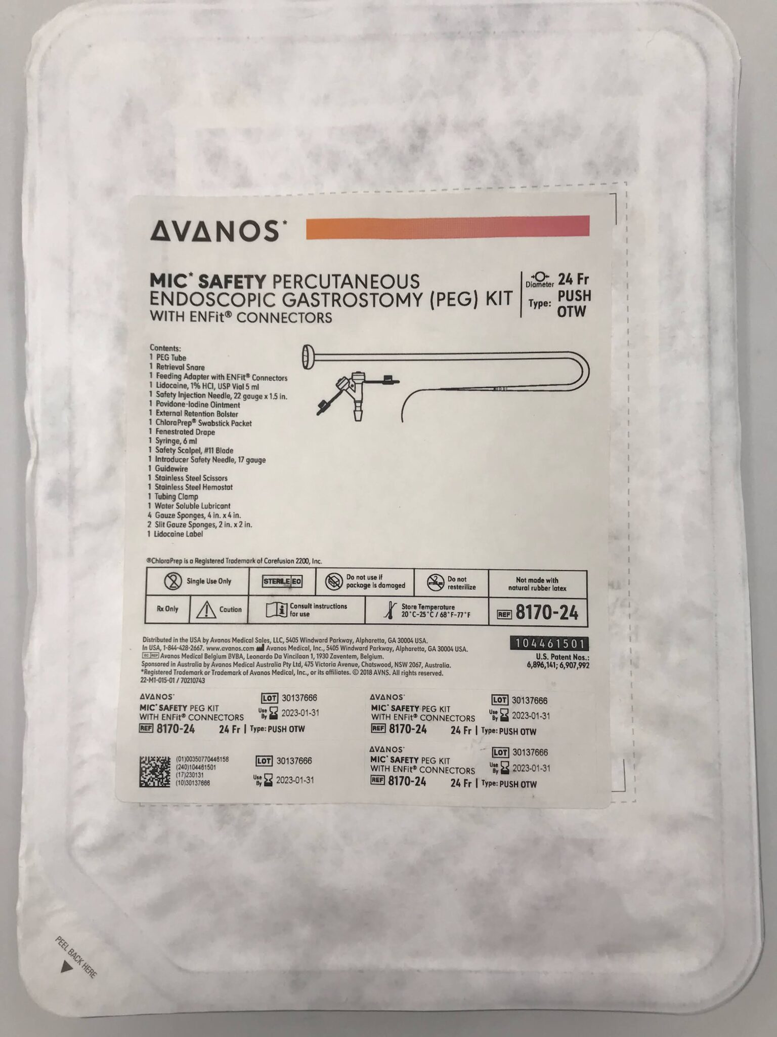 Avanos 8170-24 Mic Safety Percutaneous Endoscopic Gastrostomy (PEG) Kit ...