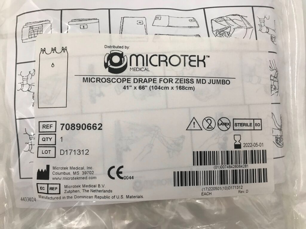 MICROTEK 70890662 Microscope Drape for Zeiss MD Jumbo 41in x 66in (6 ...