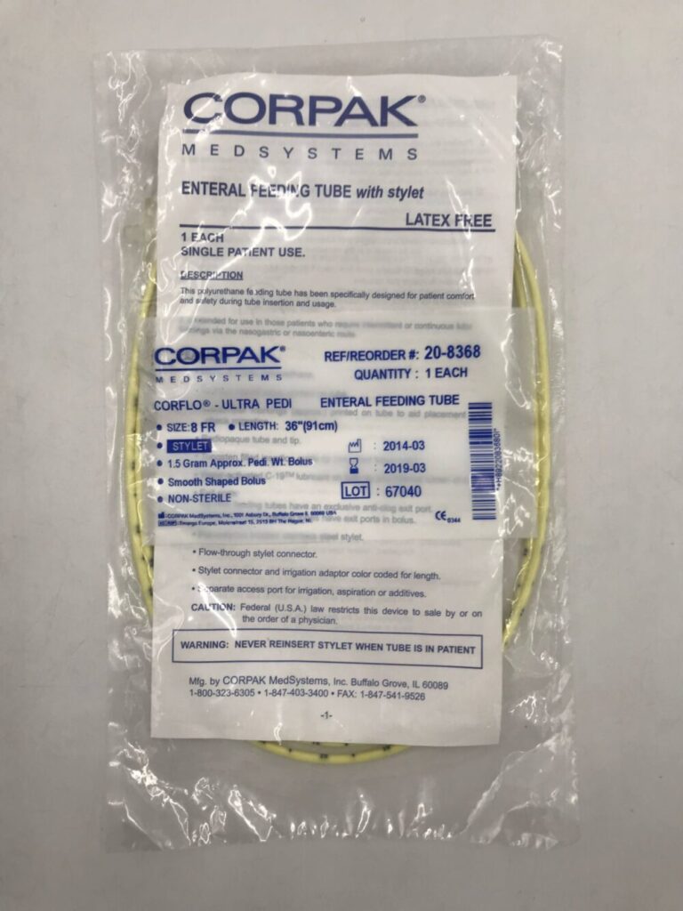 CORPAK 20-8368 Corflo Ultra Pedi Enteral Feeding Tube w/Stylet 8F x 36 ...