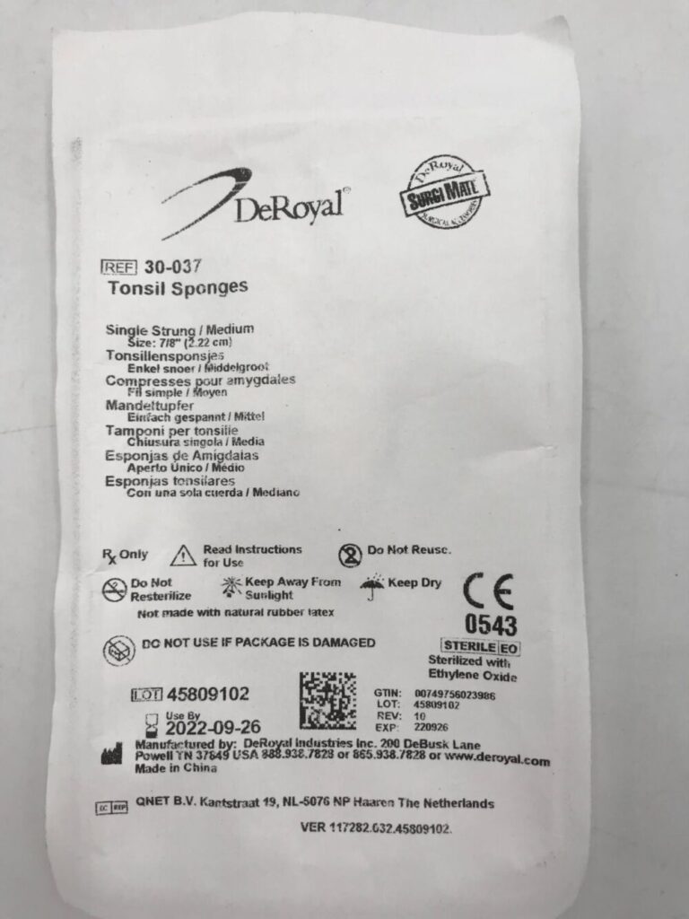 DeRoyal 30-037 Tonsil Sponges Single Strung Medium 7/8" (X) - GB TECH USA