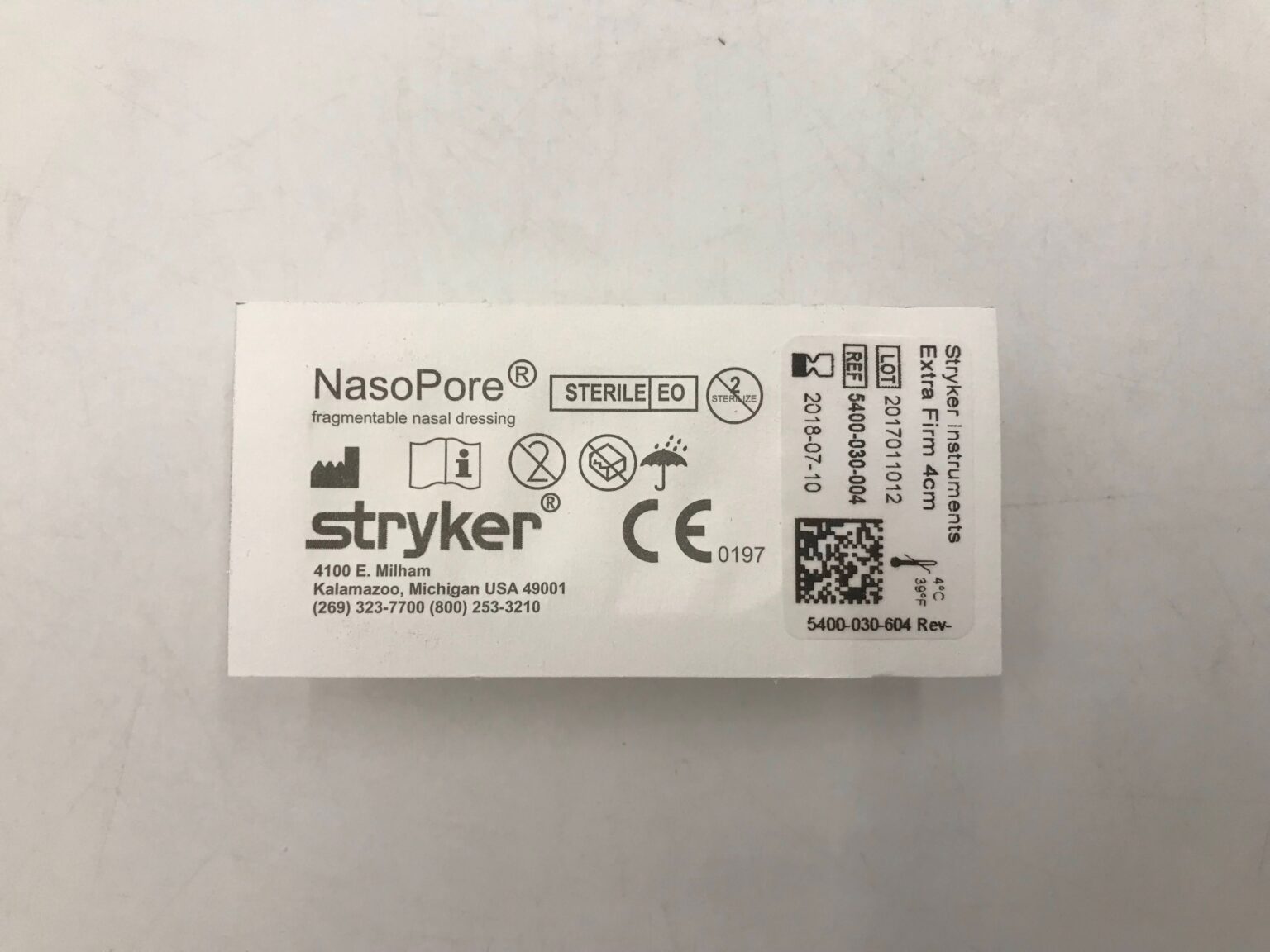 STRYKER 5400-030-004 NasoPore Fragmentable Nasal Dressing Extra Firm ...
