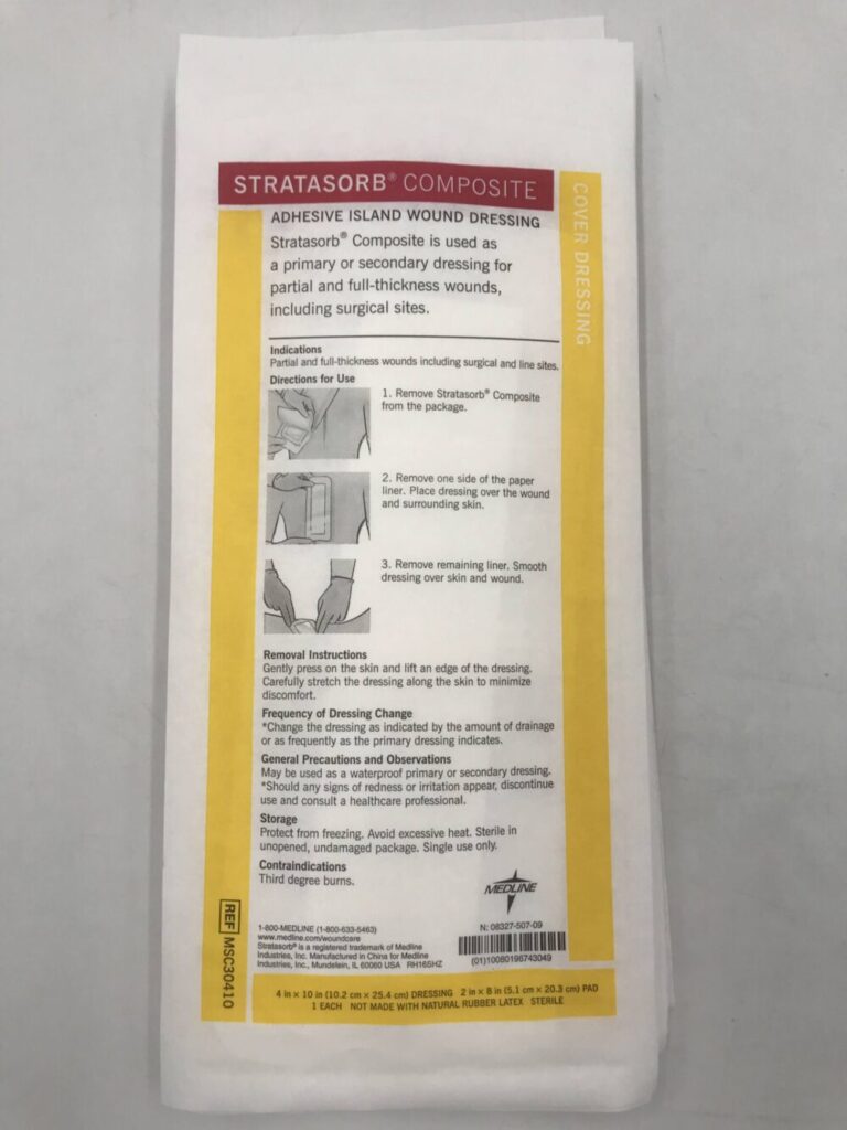 Medline MSC30410 Stratasorb Composite Adhesive Island Wound Dressing ...