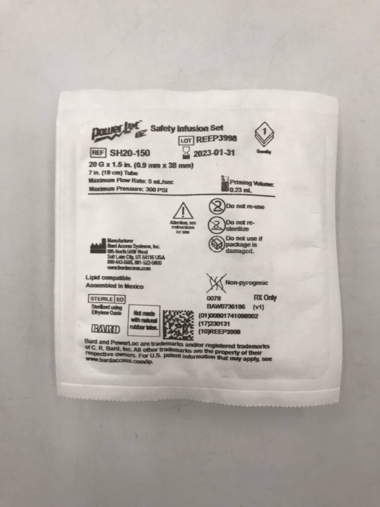 BARD SH20-150 PowerLoc Safety Infusion Set 20G x 1.5in (X) - GB TECH USA
