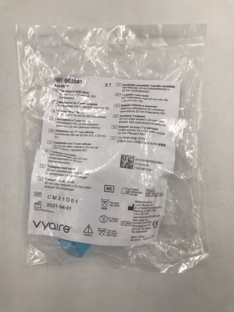 VYAIRE 002061 AirLife Tee Adapter w/ Valve 22mm x 22mm - GB TECH USA