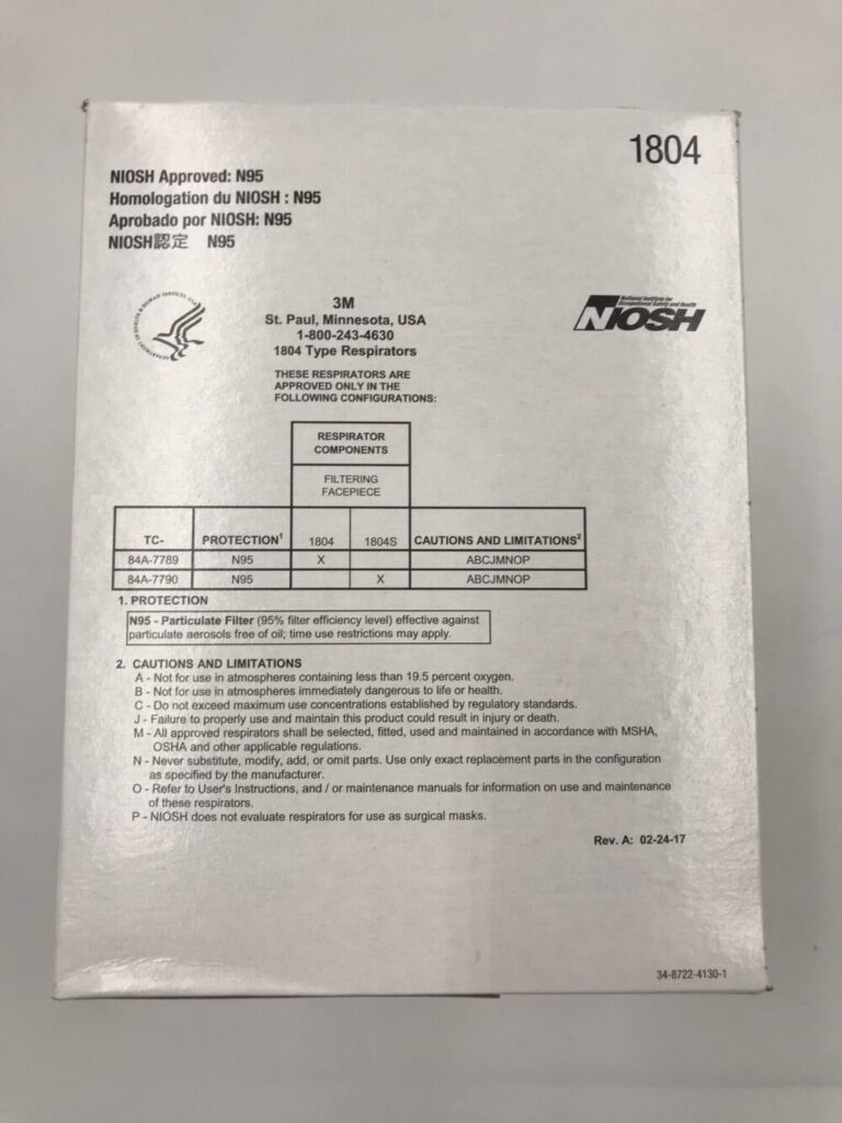 3M 1804 VFlex Health Care Particulate Respirator & Surgical Mask N95 ...