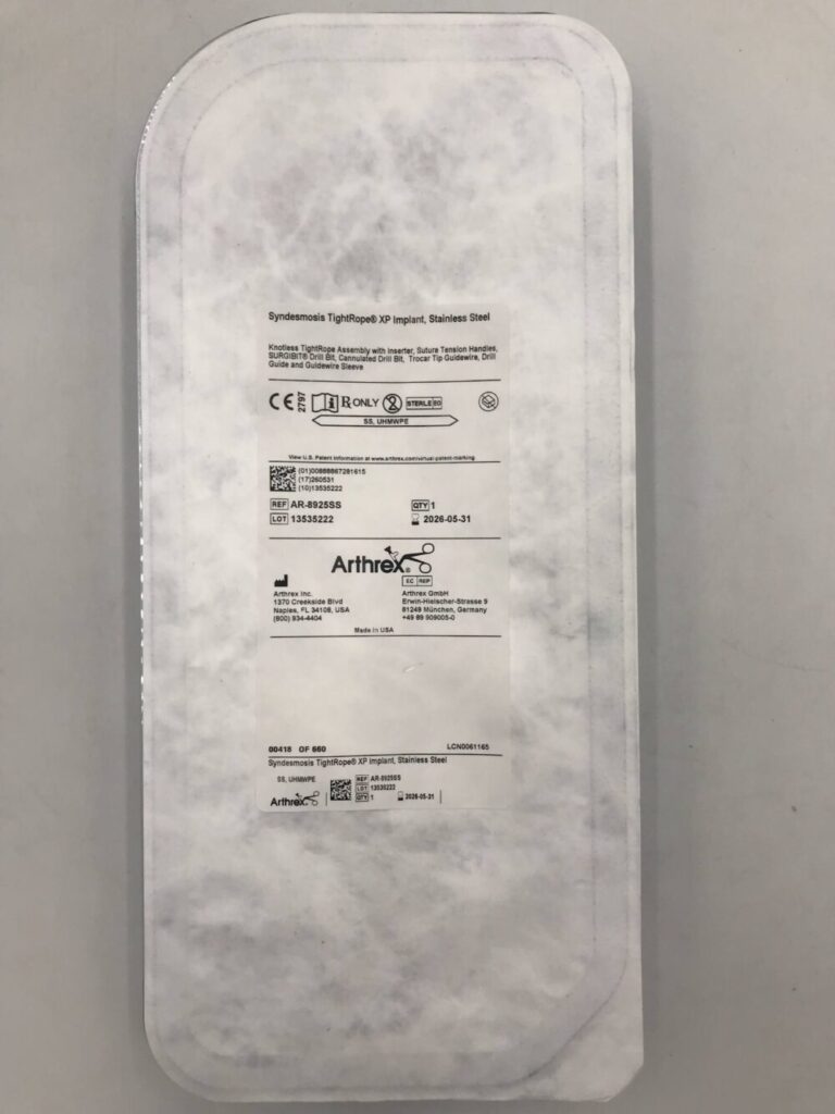 Arthrex AR-8925SS Syndesmosis TightRope XP Implant Stainless Steel ...