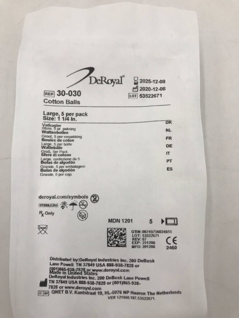 DeRoyal 30-030 Cotton Balls Large 1 1/4in (5/Pack) - GB TECH USA