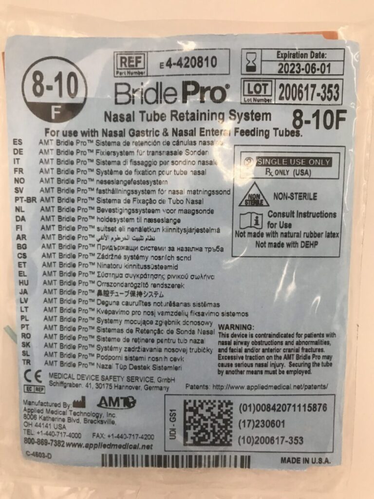 Applied Medical 4-420810 Bridle Pro Nasal Tube Retaining System 8-10F ...