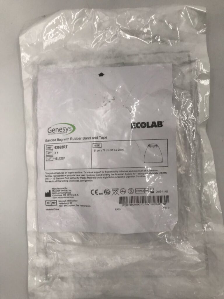 Microtek Medical 63628RT Ecolab Genesys Banded Bag with Rubber Band and ...