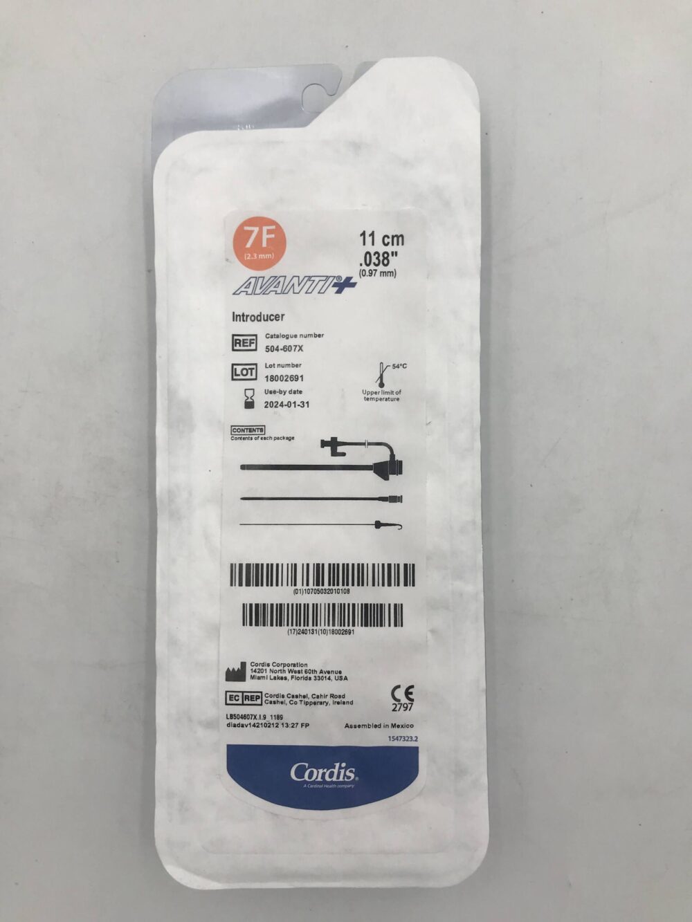 CORDIS 504-607X Avanti+ Introducer 7F x11 cm (X) - GB TECH USA