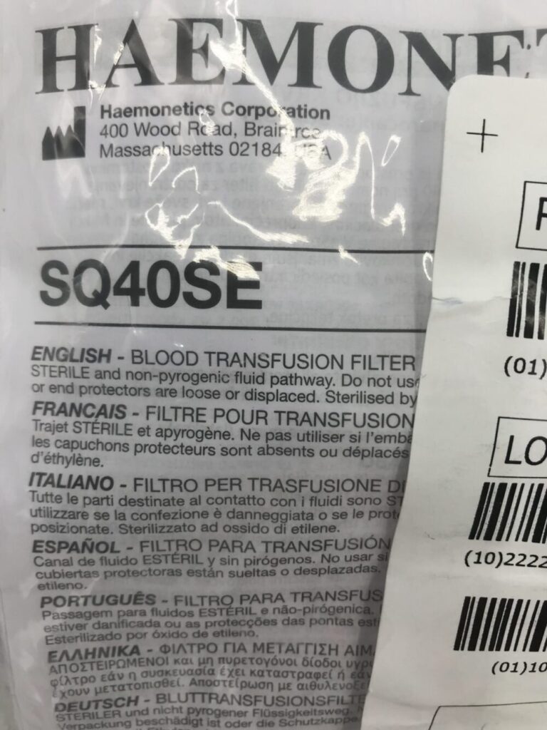 Haemonetics SQ40SE Blood Transfusion Filter - GB TECH USA