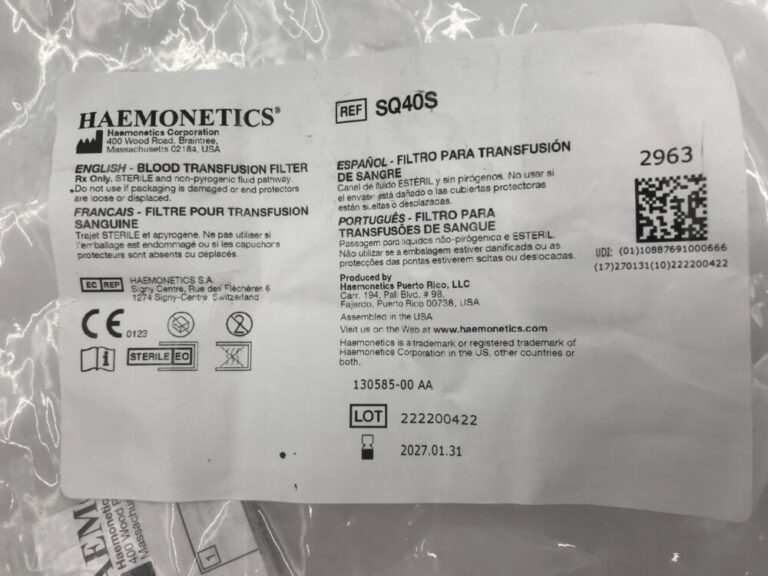 Haemonetics SQ40S Blood Transfusion Filter - GB TECH USA