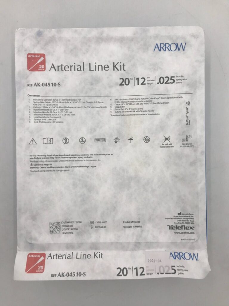 ARROW AK-04510-S Arterial Line Kit 20Ga x 12cm x .025in(X) - GB TECH USA