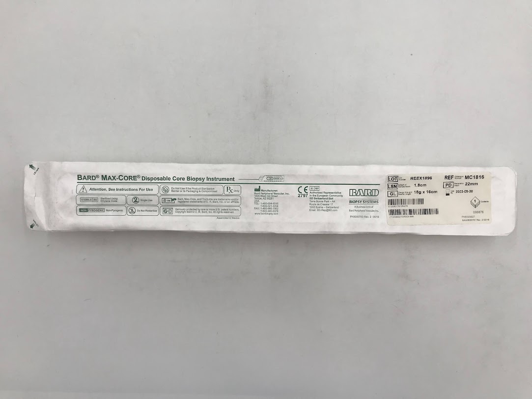 BARD MC1816 Max-Core Core Biopsy Instrument 1.8cm, 18G x 16cm (X) - GB ...