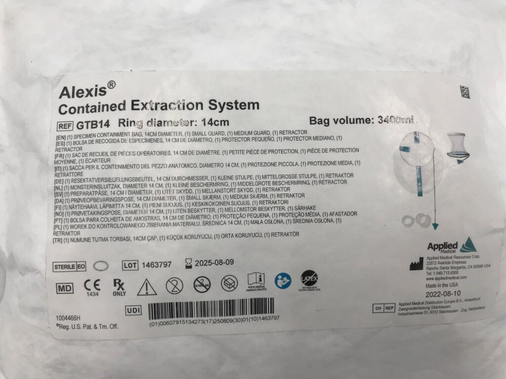 APPLIED MEDICAL GTB14 Alexis Contained Extraction System 14cm x 3400mL ...