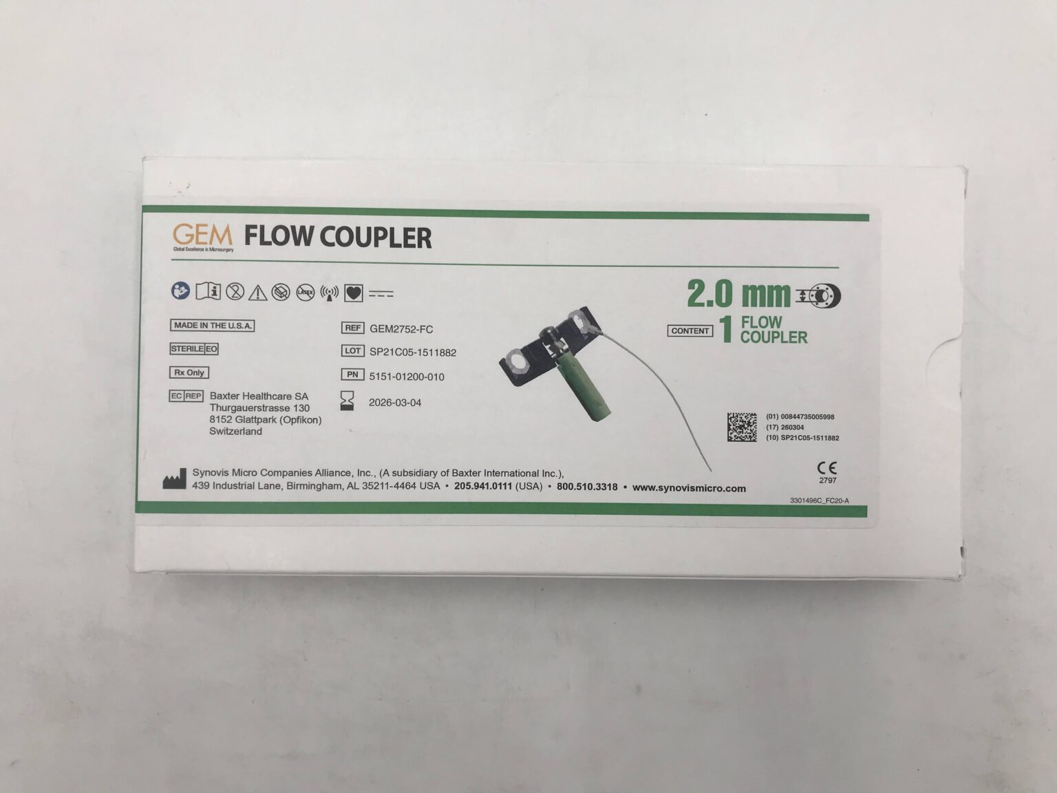 SYNOVIS GEM2752-FC Gem Flow Coupler 2mm - GB TECH USA
