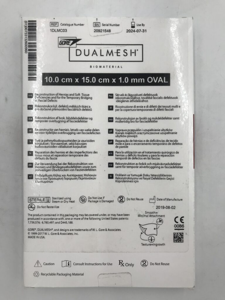 GORE 1DLMC03 DualMesh Biomaterial , Oval 10cm x 15cm x 1mm(X) - GB TECH USA
