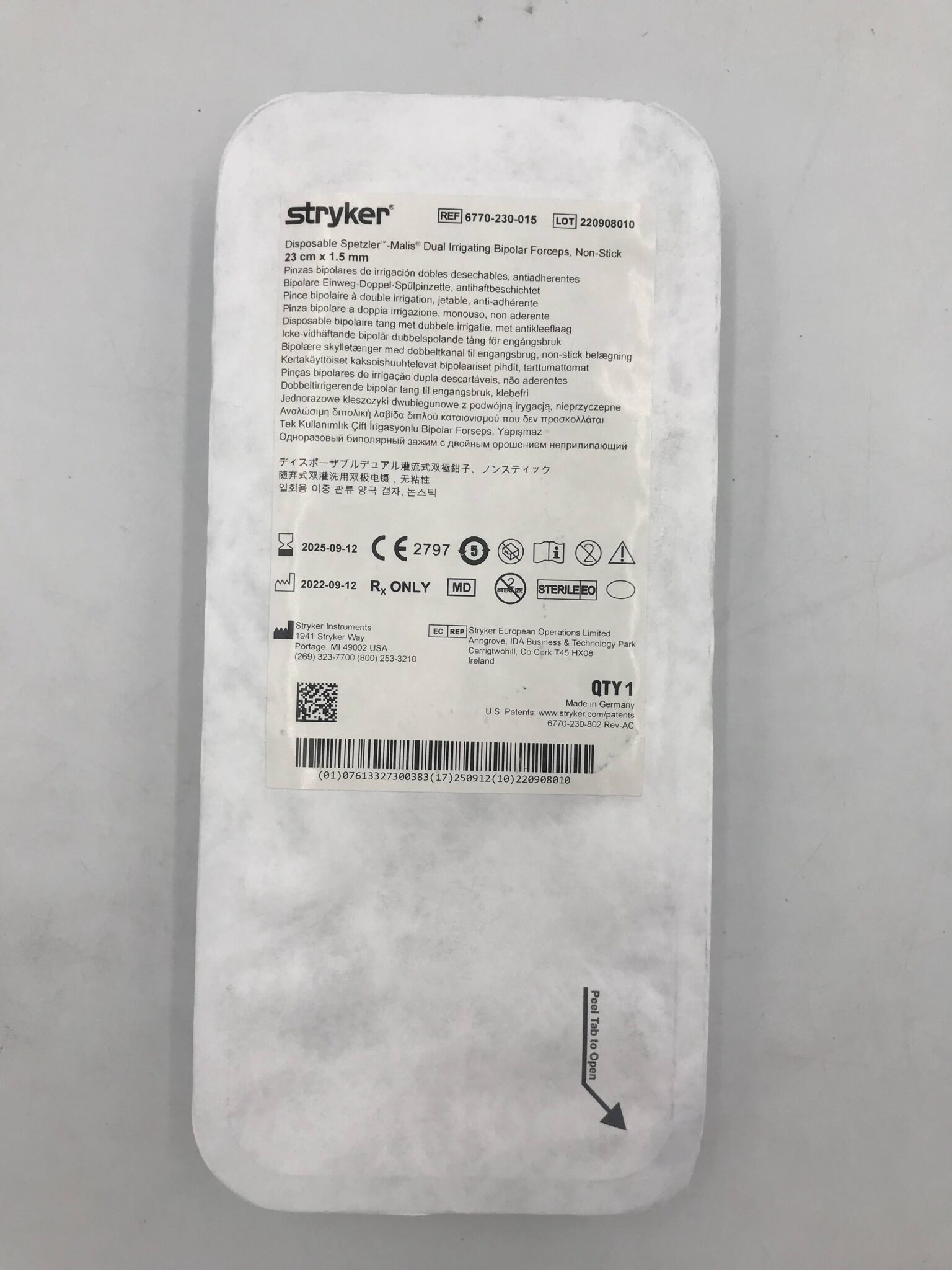 STRYKER 6770-230-015 Spetzler -Malis Dual Irrigating Bipolar Forceps ...