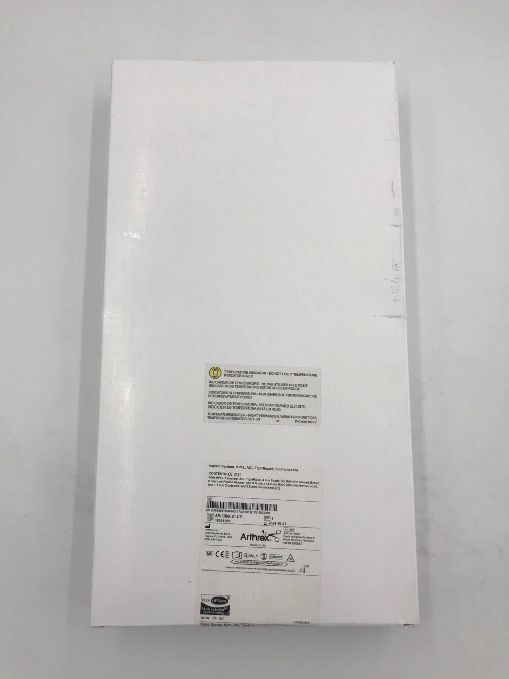 ARTHREX AR-1360CST-CP Implant System, MPFL, ACL TightRope, BioComposite ...