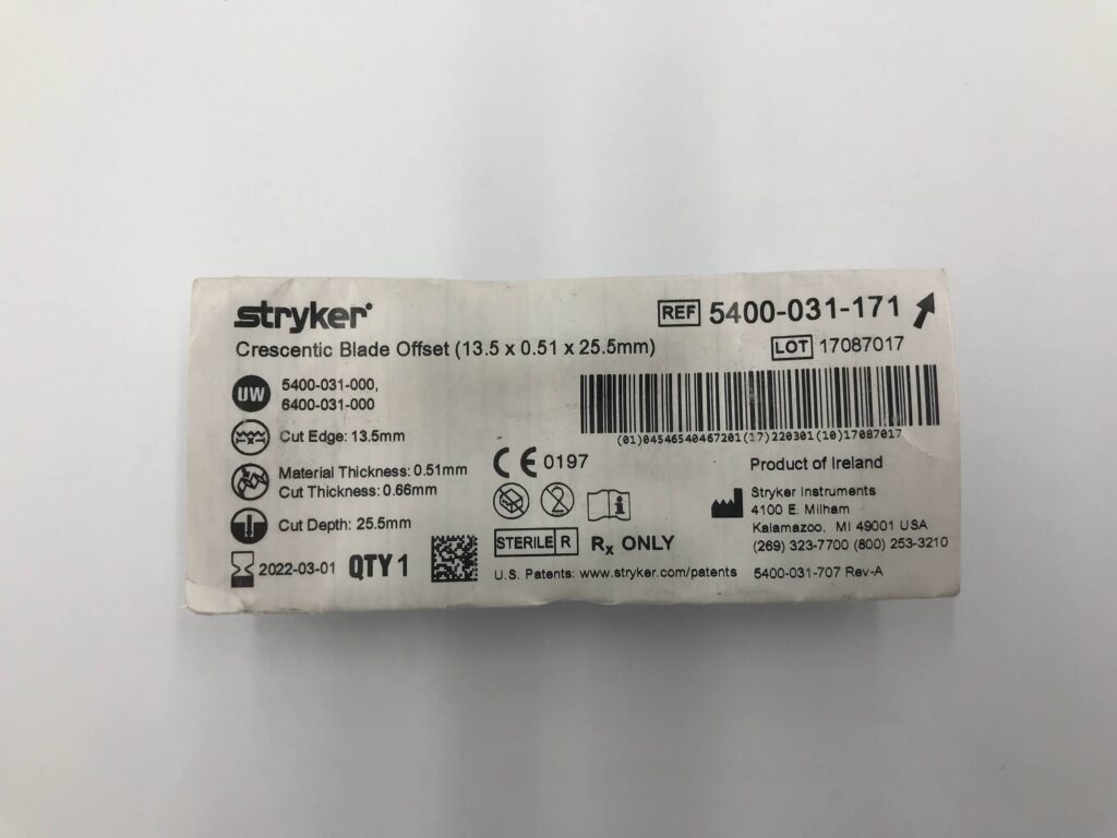 STRYKER 5400-031-171 Crescentic Blade Offset (13.5 x 0.51 x 25.5mm) (X ...