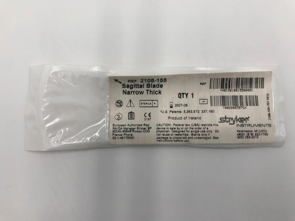 STRYKER 2108-155 Sagittal Blade Narrow Thick (X) - GB TECH USA