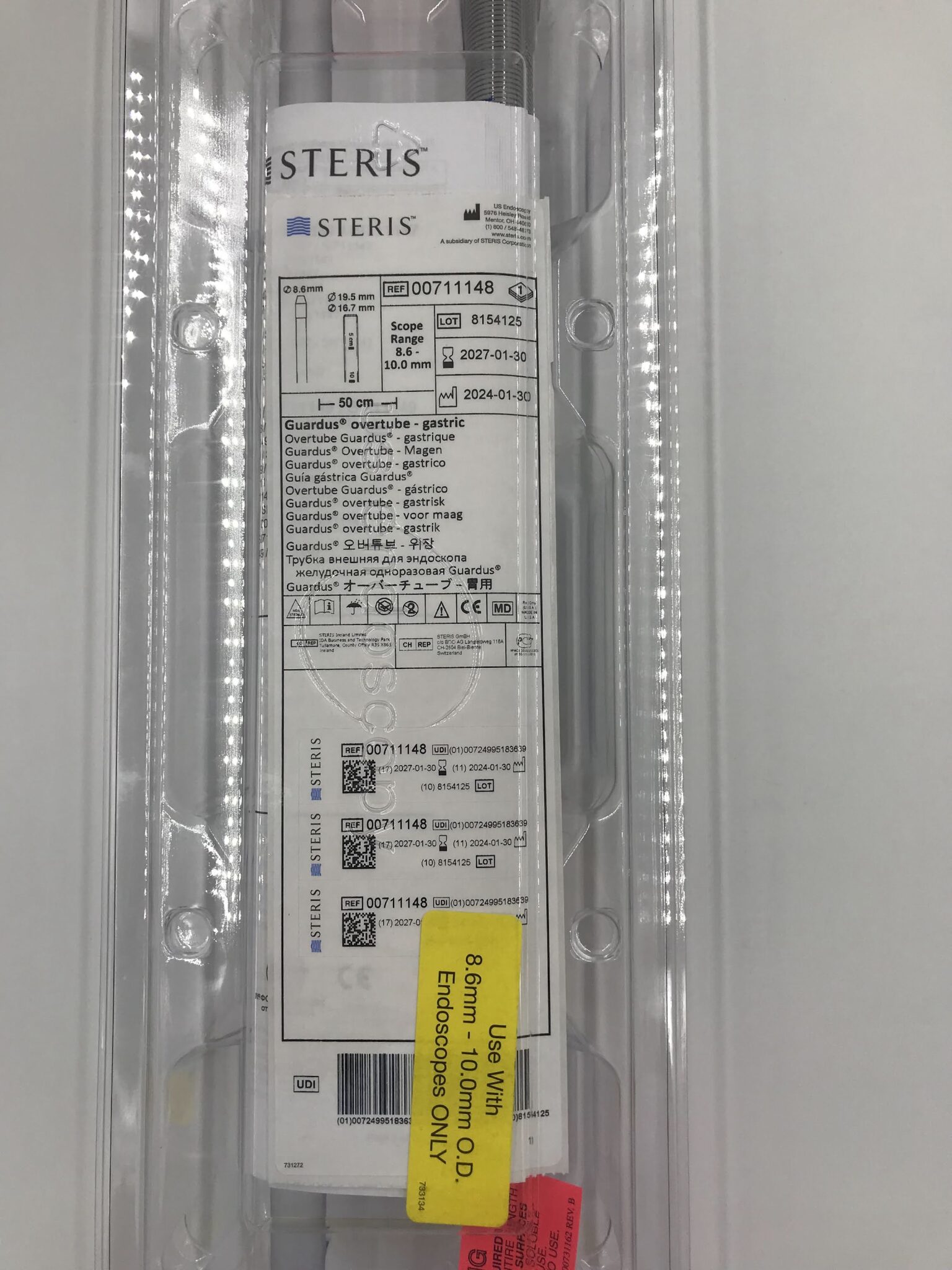 STERIS 00711148 Guardus Overtube - Gastric 50cm Scope Range 8.6-10mm ...