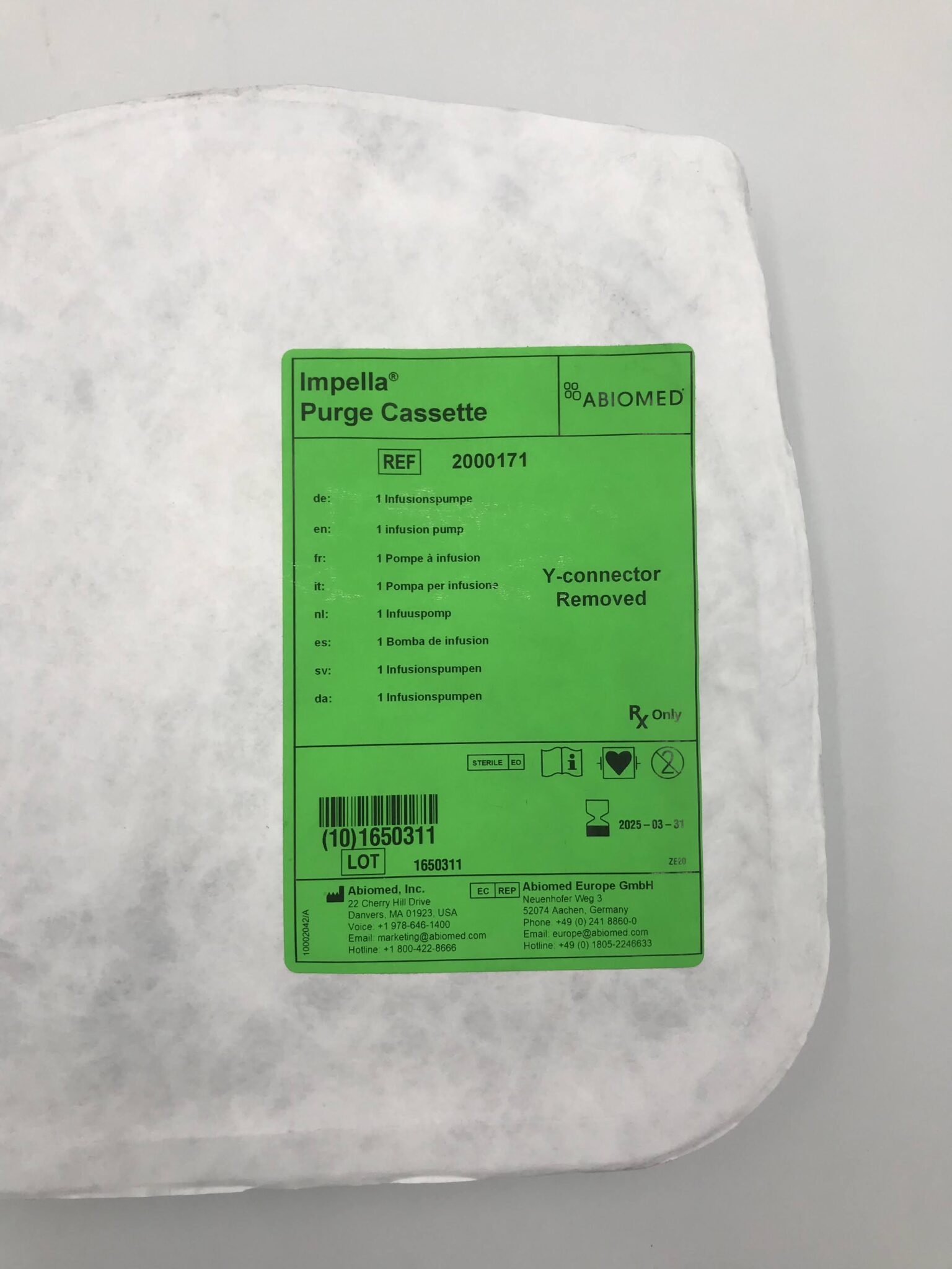 ABIOMED 2000171 Impella Purge Cassette, Infusion Pump, Y-Connector ...