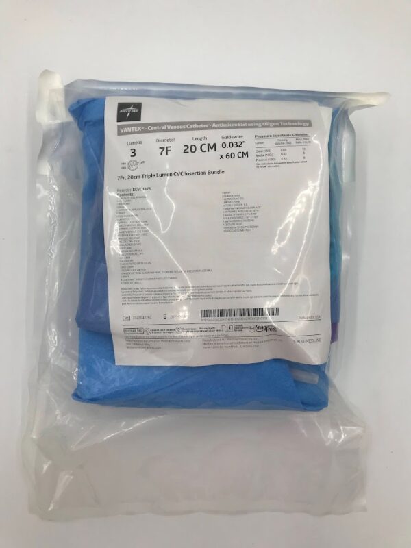MEDLINE ECVC3475 VANTEX CVC Triple Lumen CVC Insertion Bundle 7FR, 20cm ...