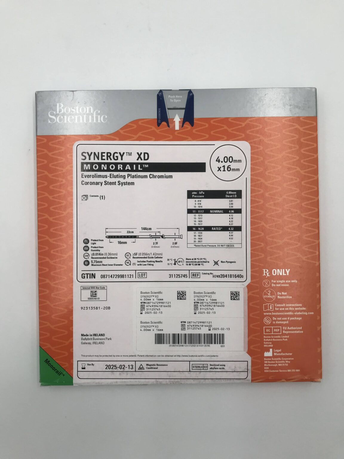 BOSTON SCIENTIFIC 394181640 Synergy XD Monorail Everolimus-Eluting ...