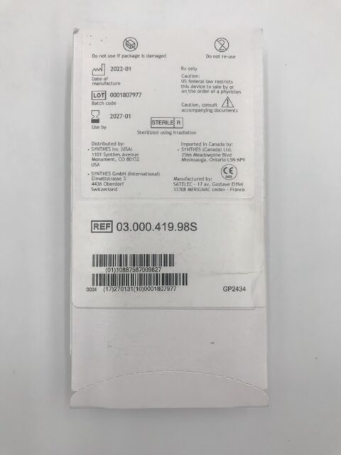 SYNTHES 03.000.419.98S Saw Right 39.5 x 4.0mm x 0.8mm - GB TECH USA